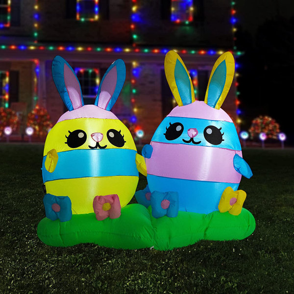 Arlmont & Co. 4Ft Height 2 Easter Bunny Inflatable With Built-In Led ...
