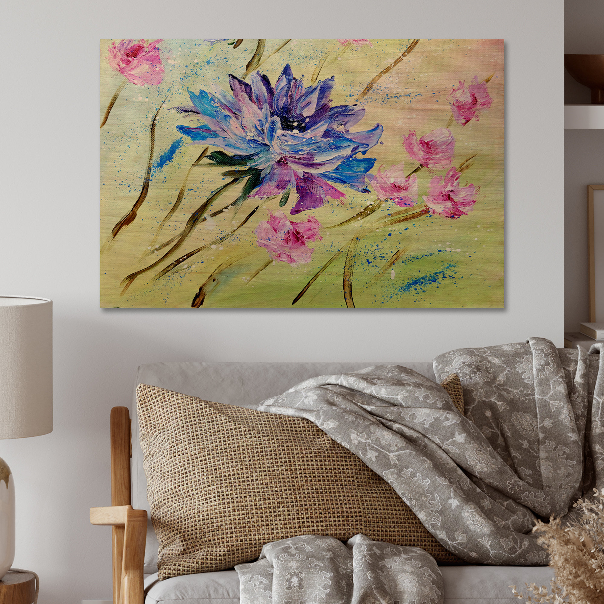 Winston Porter Modern Pink And Blue Spring Flowers Modern Pink And Blue ...