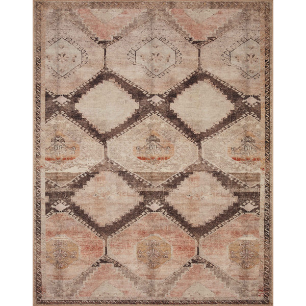Bungalow Rose Faro Geometric Pink/Brown Area Rug & Reviews | Wayfair