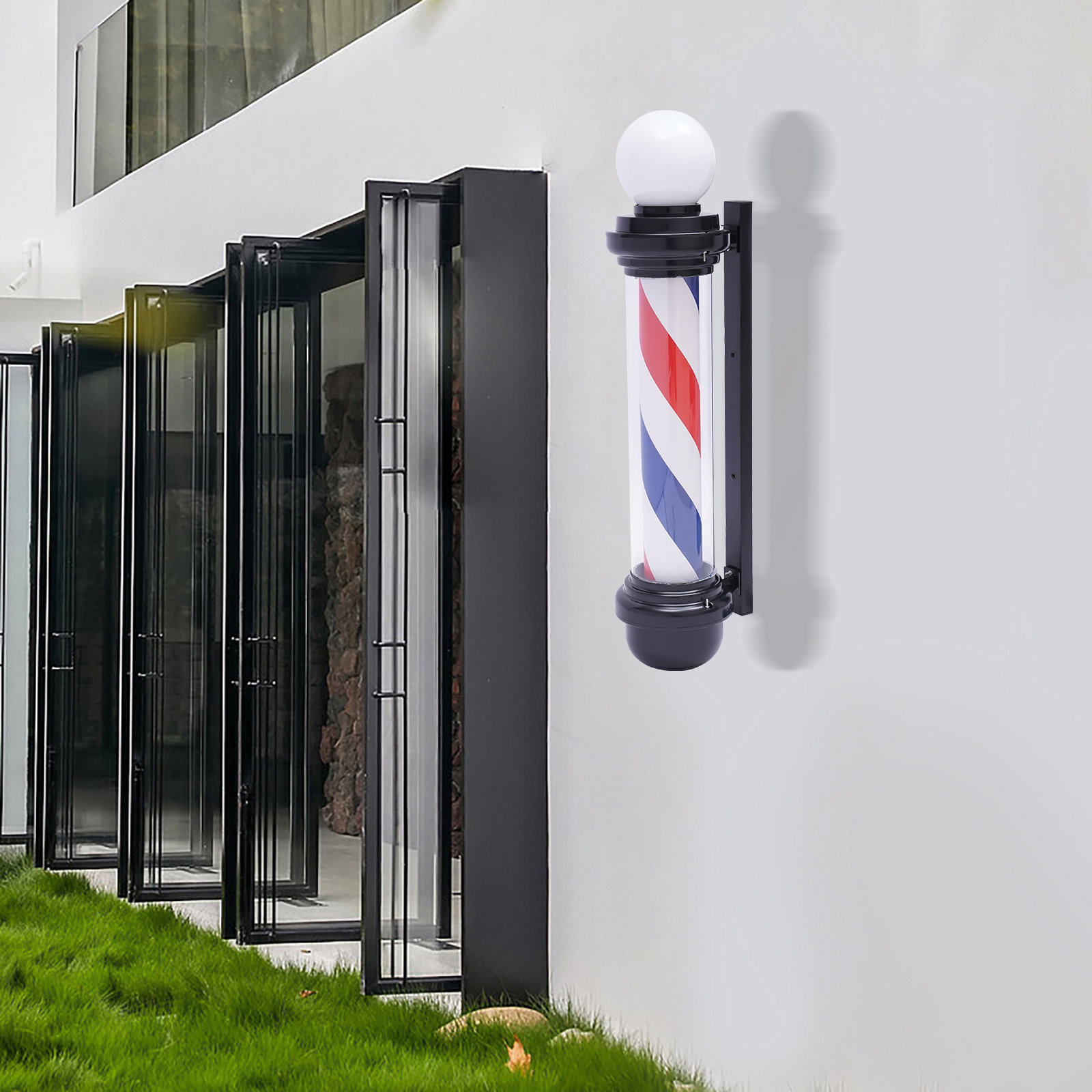 FRONG 2-light Barber Shop Rotating Sign Light (Red White Blue) | Wayfair