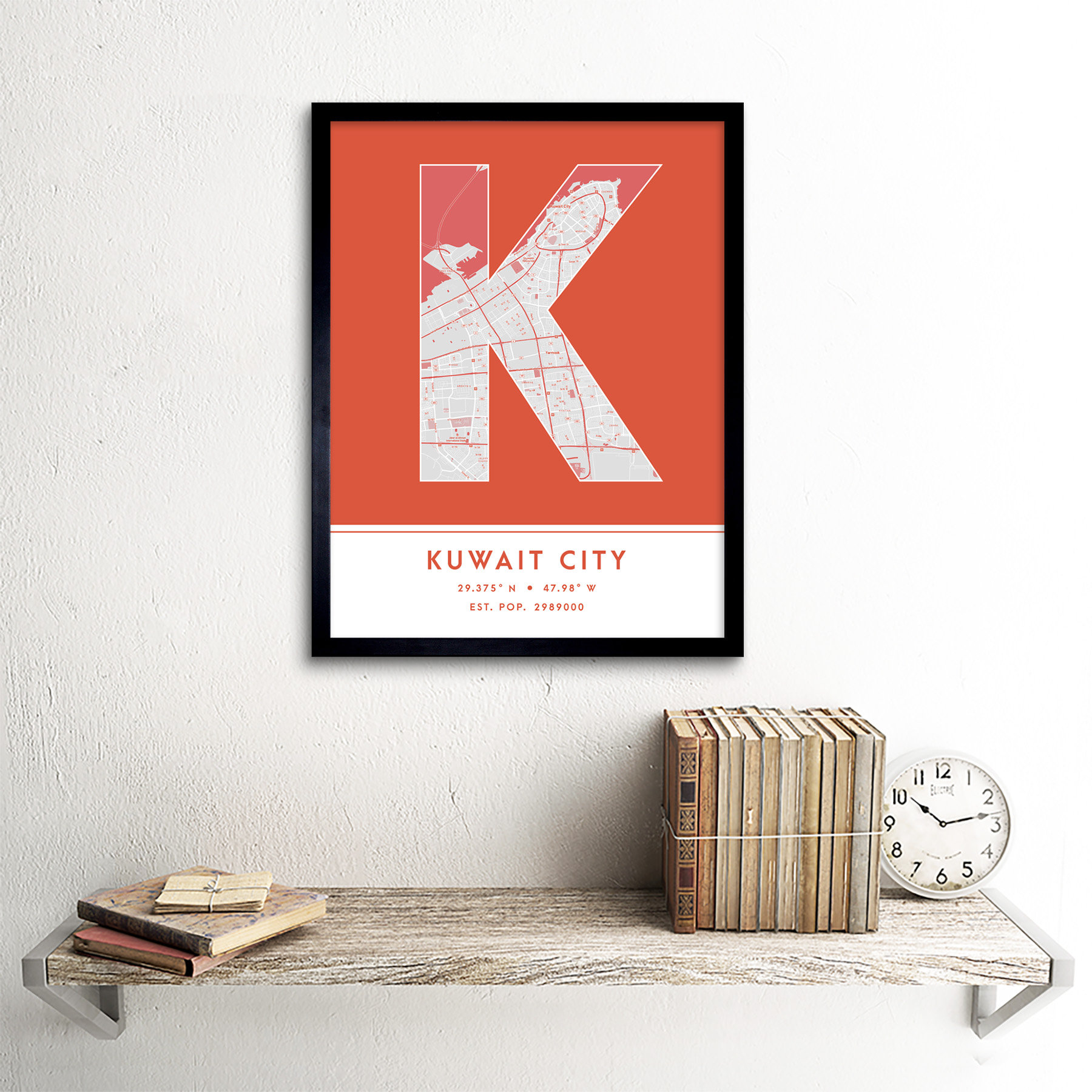 Wee Blue Coo Kuwait City Map Kuwait City Orange by Wee Blue Coo ...