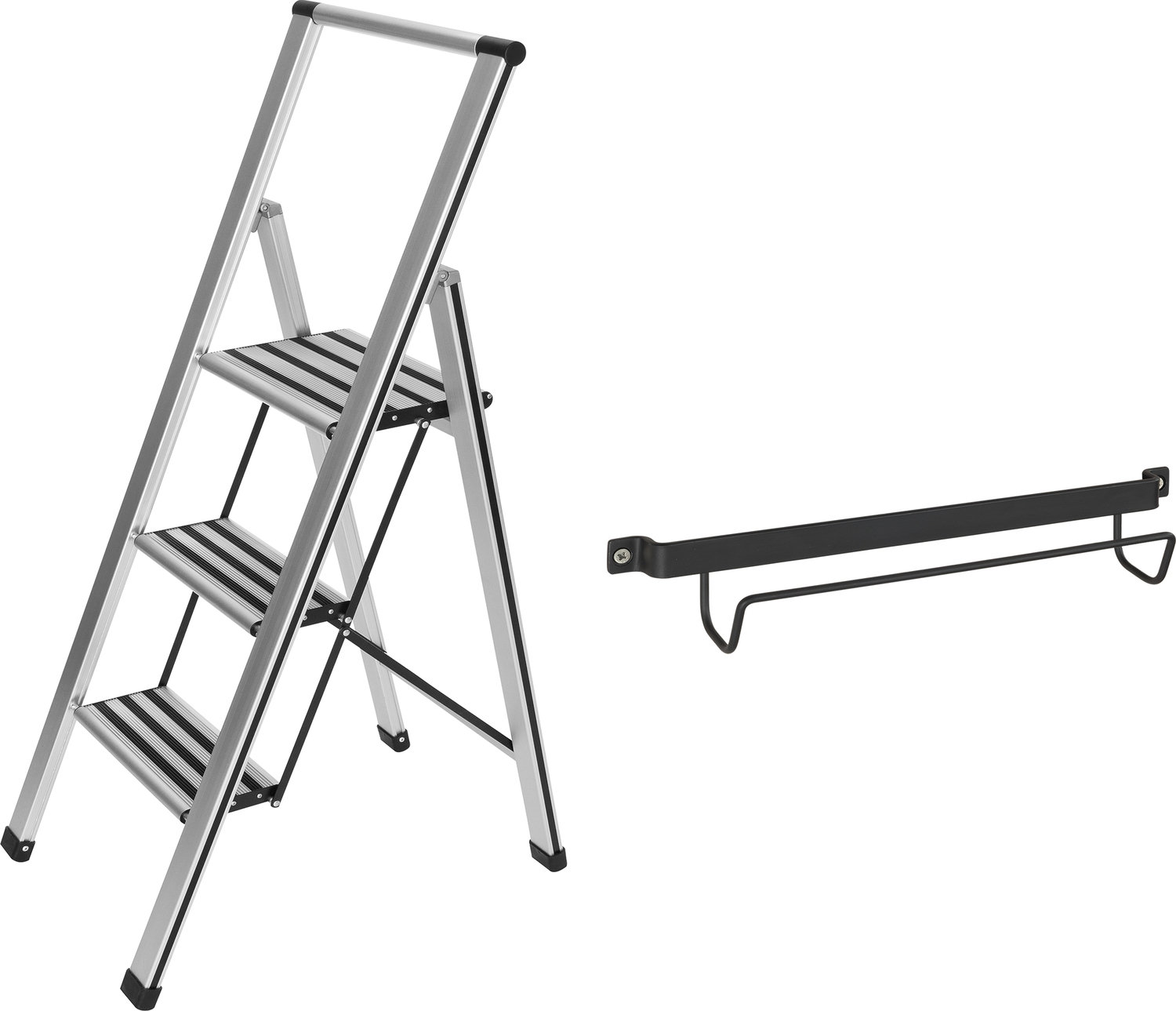 WENKO Aluminium design folding stepladder 3 steps Including ladder ...