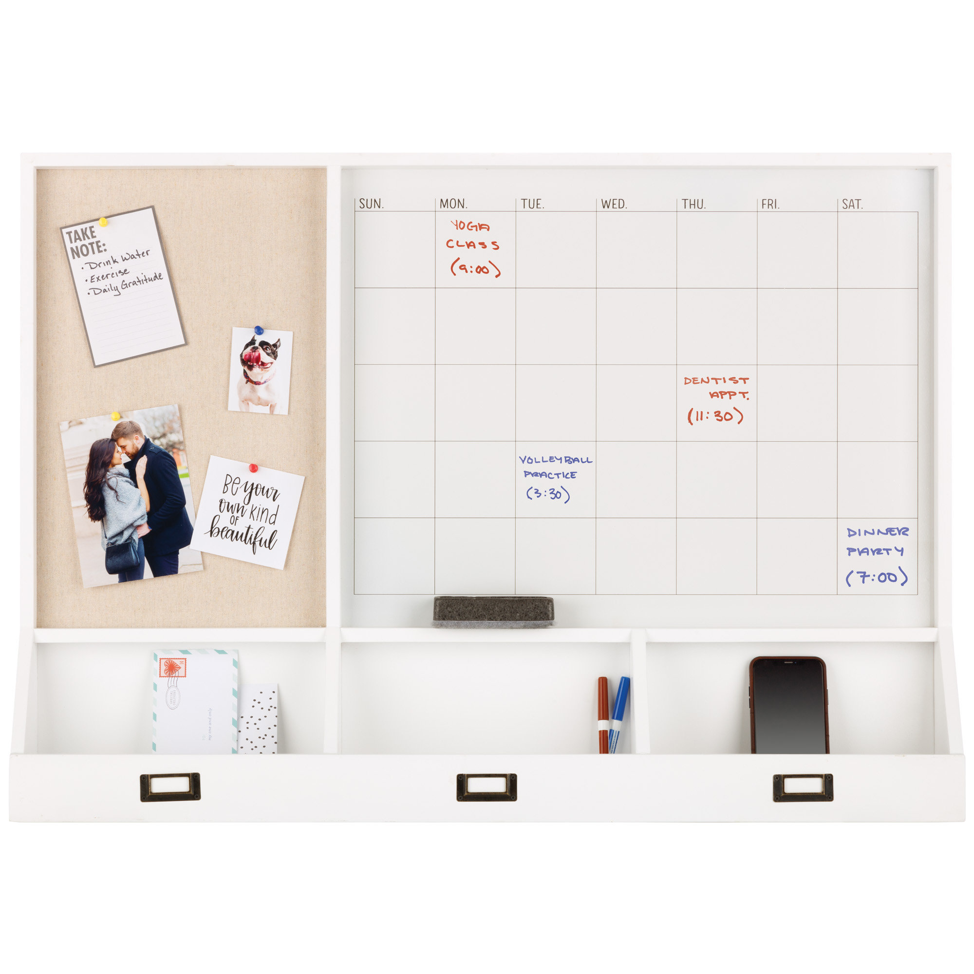 NielsenBainbridge Fabric Key Mail Storage Organizer with Wall Baskets ...
