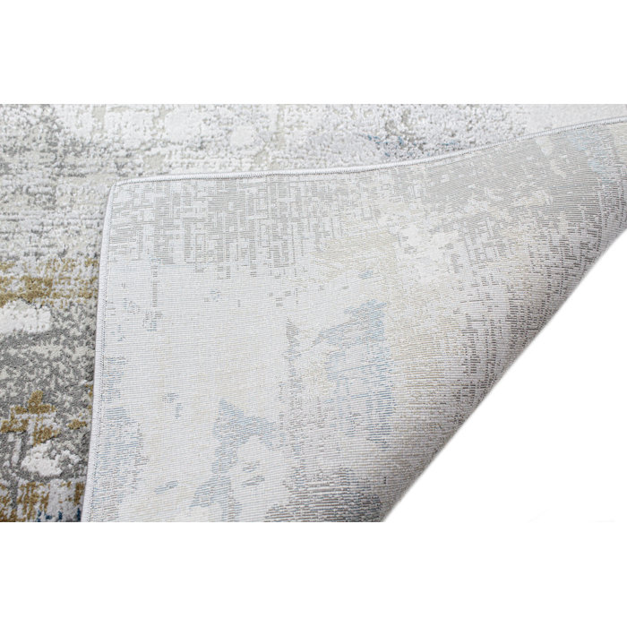 Steelside™ Gideon Performance Ivory/Blue/Gray/Gold Rug | Wayfair