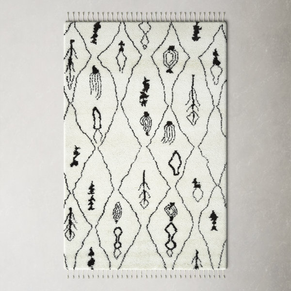 AllModern Neva Geometric Hand-Knotted Area Rug in Ivory | Wayfair