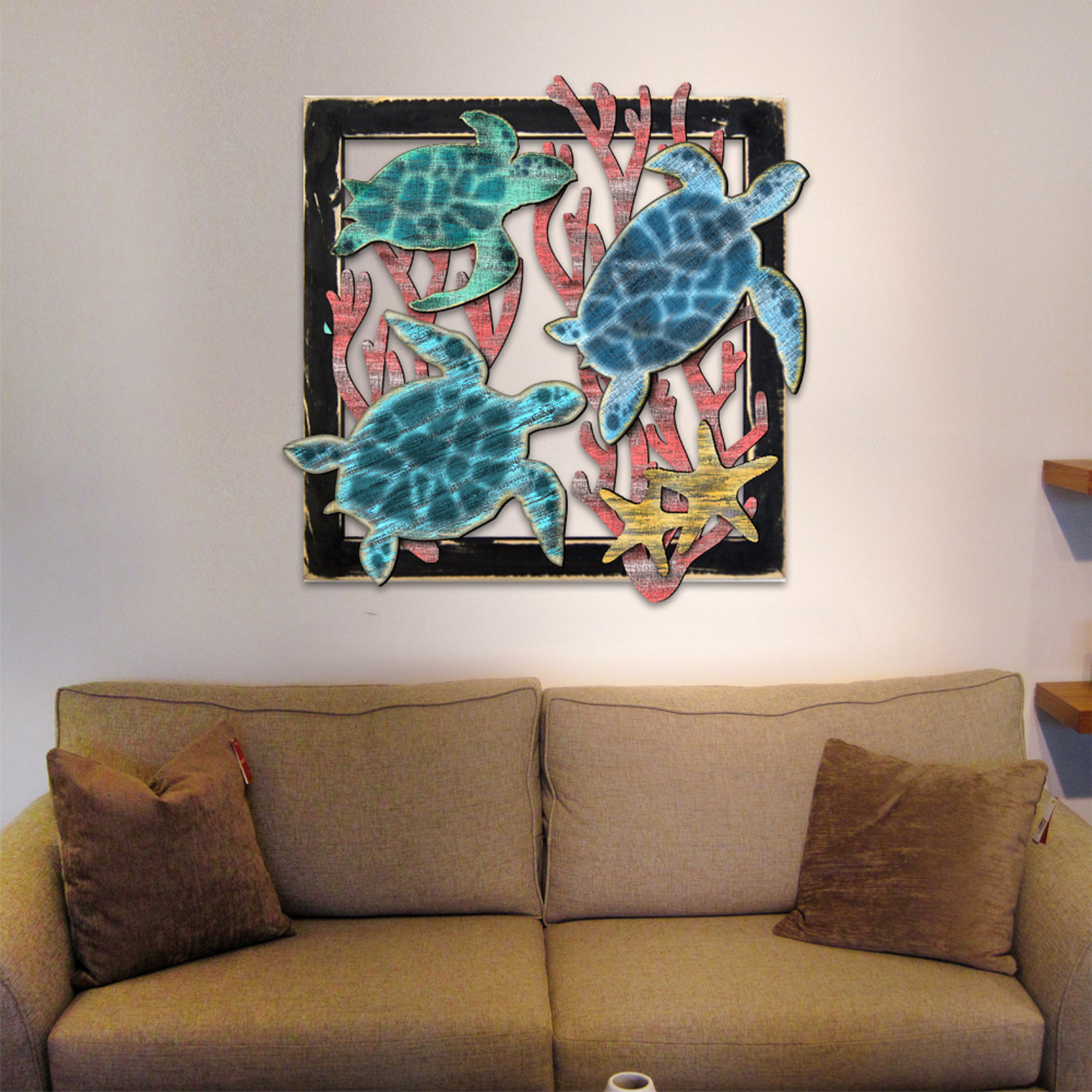 Breakwater Bay Beach House Sea Turtle Family Wooden Nautical Marine ...