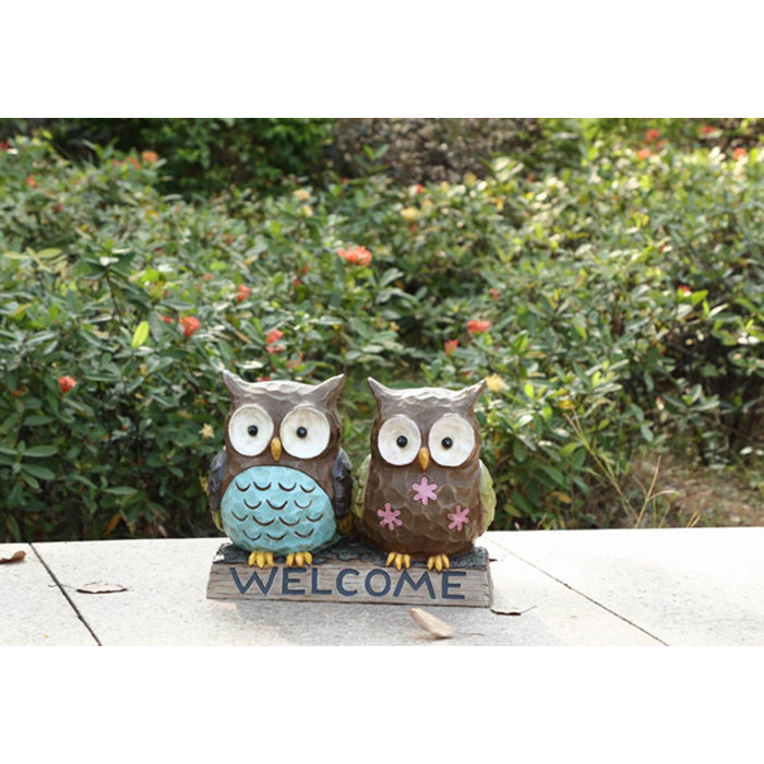 Hi-Line Gift Ltd. OWL COUPLE WITH WELCOME SIGN (HI-LINE EXCLUSIVE ...