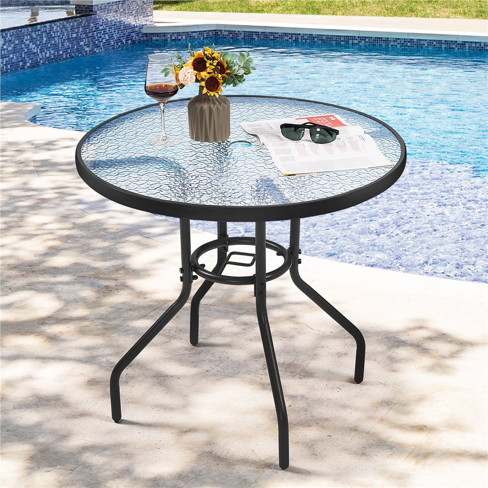 Latitude Run® Glass Outdoor Bistro Table & Reviews | Wayfair