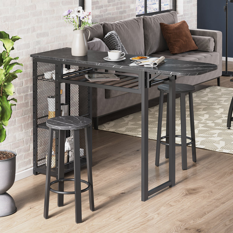 Mercury Row® Verret Liquor Bar Pub Table Adjustable Shelves & Cup ...