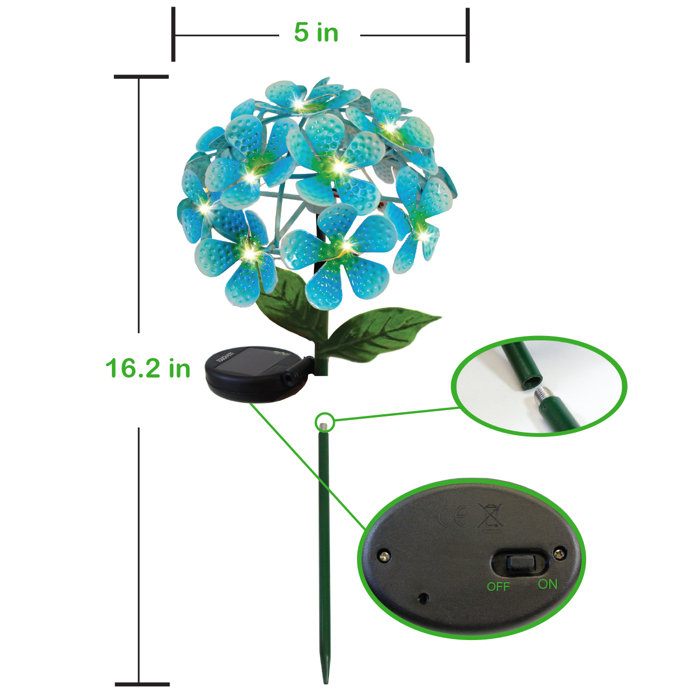 Touch of ECO Solar Powered LED Metal Flower Garden Stake Light ...