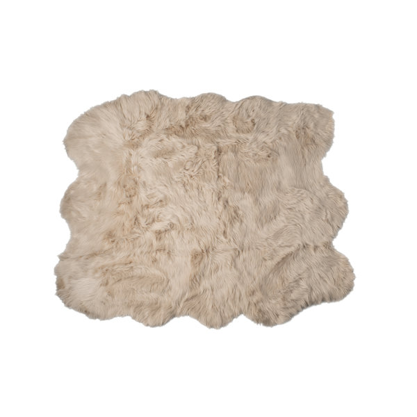 Everly Quinn Oguz Taupe Faux Sheepskin Fur Area Rug & Reviews | Wayfair