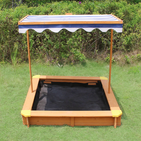 Sunside Sails Winslow 4' x 4' Solid Wood Square Sandbox with Cover ...