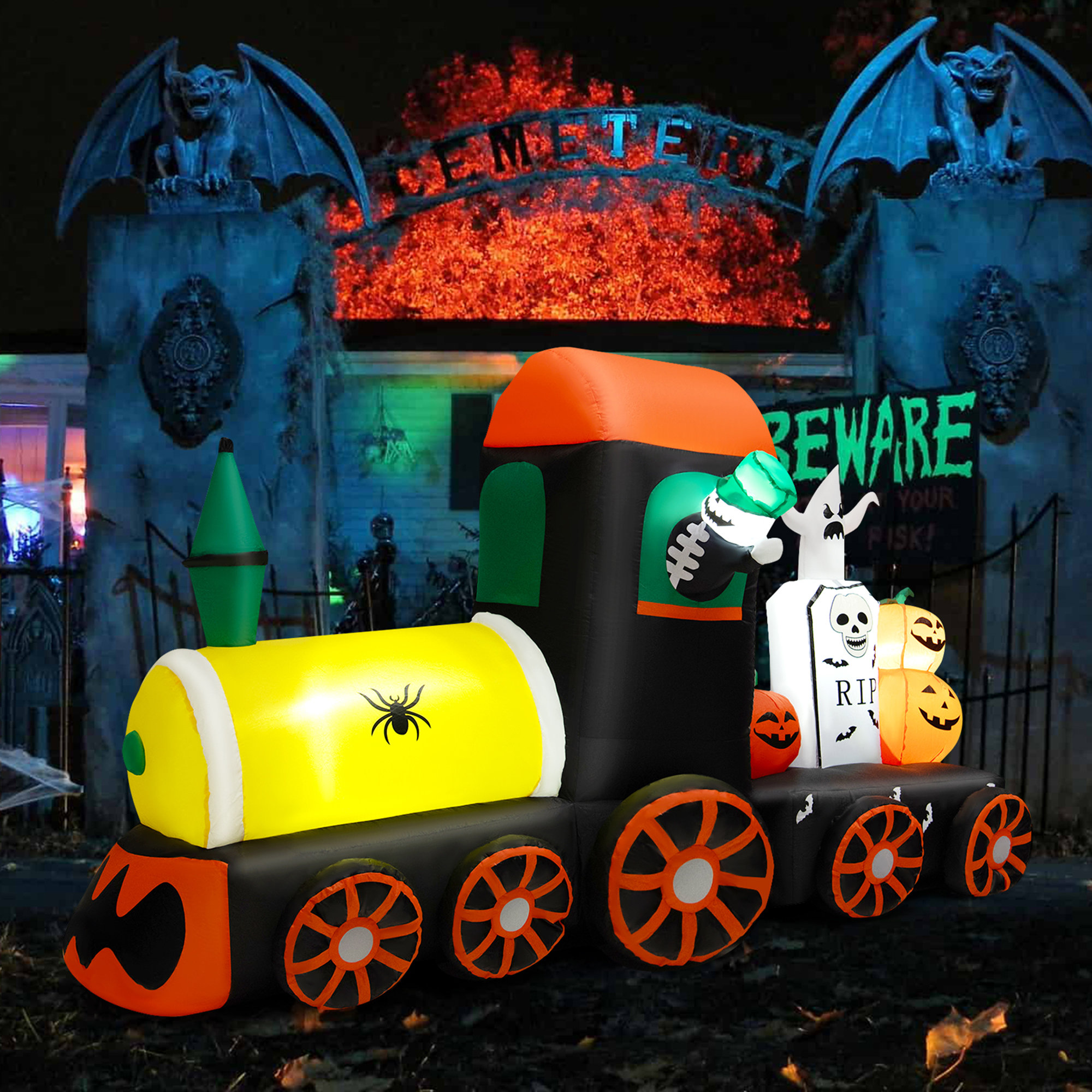 The Holiday Aisle® 8'' Long Inflatable Halloween Train Blow Up ...