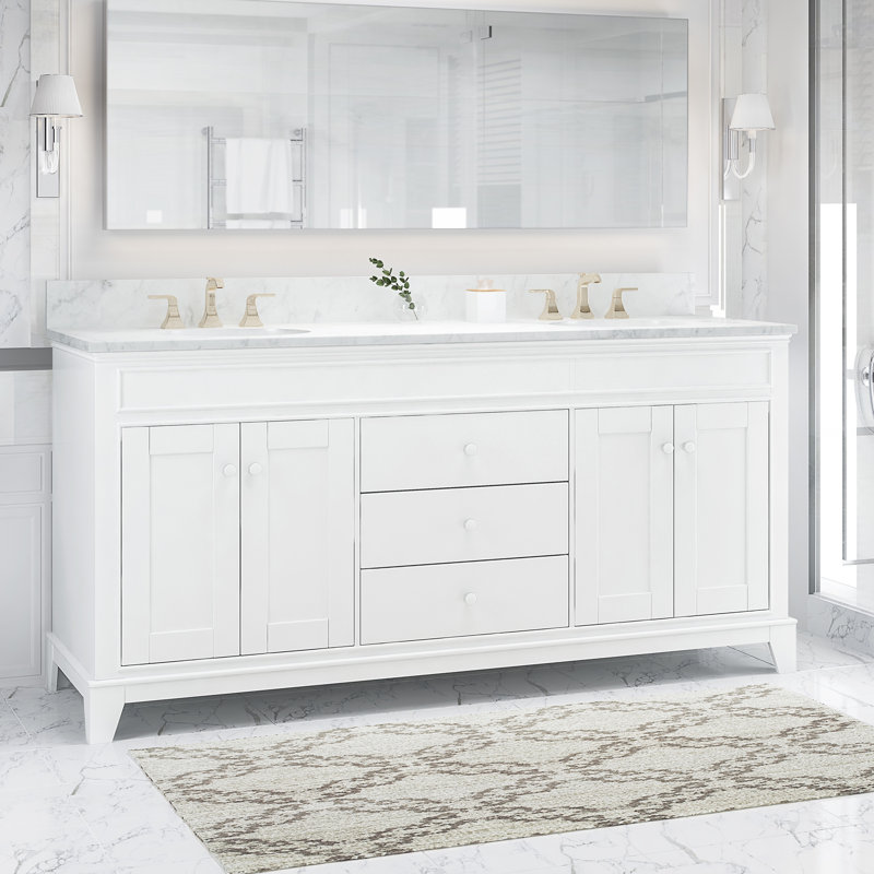 Home Loft Concepts Janice Locke 72" Double Bathroom Vanity Base Only ...