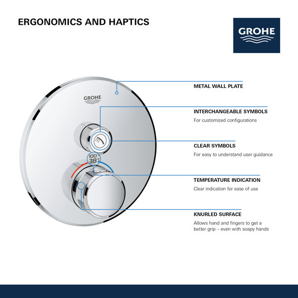 GROHE Grohtherm SmartControl Shower Thermostatic Valve Trim Kit | Wayfair
