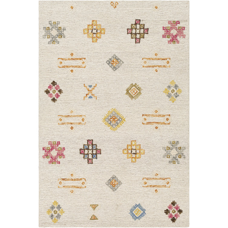 Union Rustic Aleta Handmade Wool Ivory/Orange Rug | Wayfair