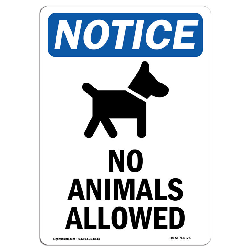 SignMission No Animals Allowed Sign with Symbol | Wayfair