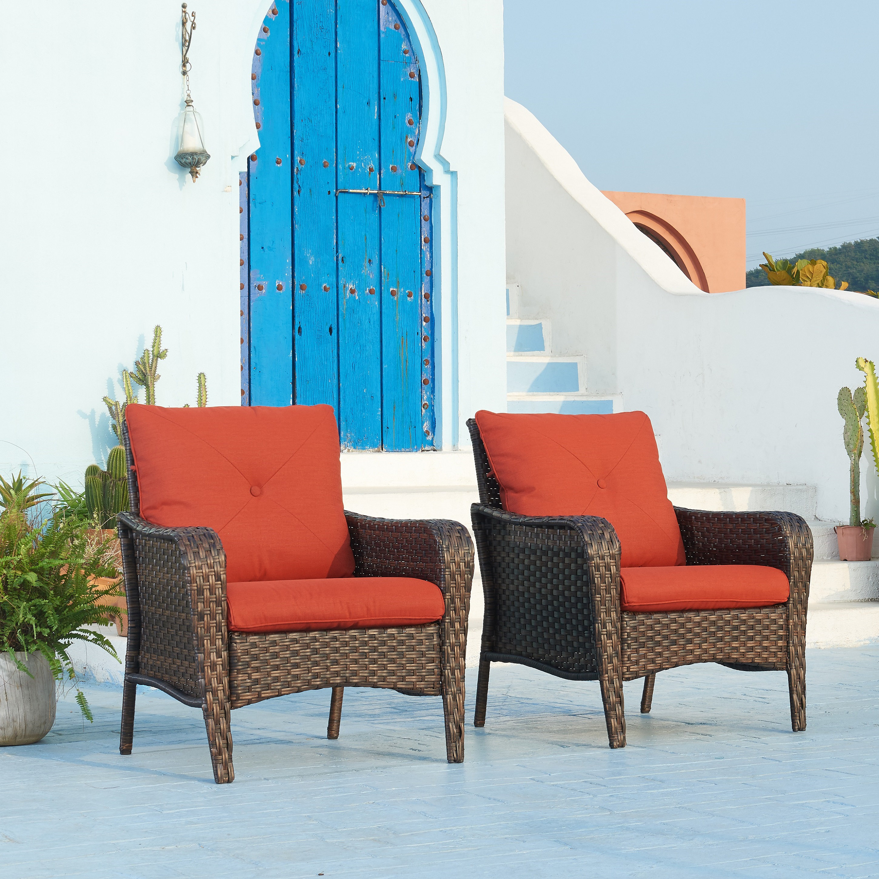Red Barrel Studio® Patio Wicker Chairs Set Of 2 | Wayfair