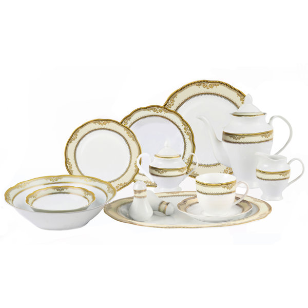 Lorren Home Trends Porcelain China Dinnerware - Set of 57 & Reviews ...