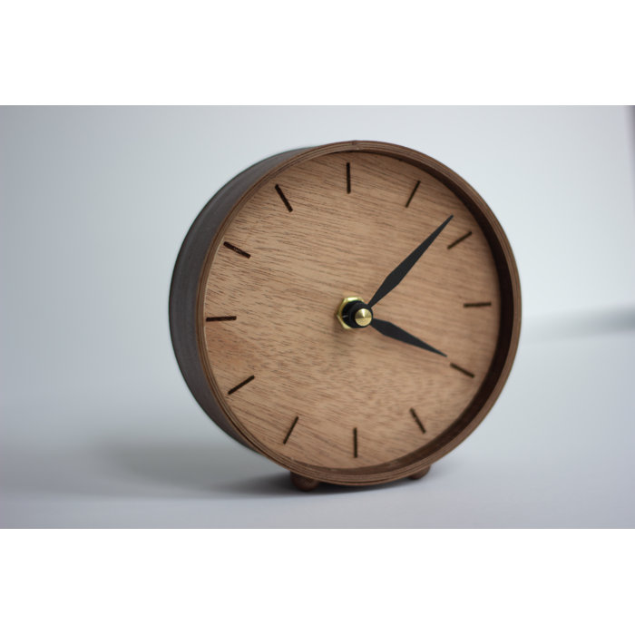 Winston Porter Analog Birch Wood Quartz Tabletop Clock in Brown ...