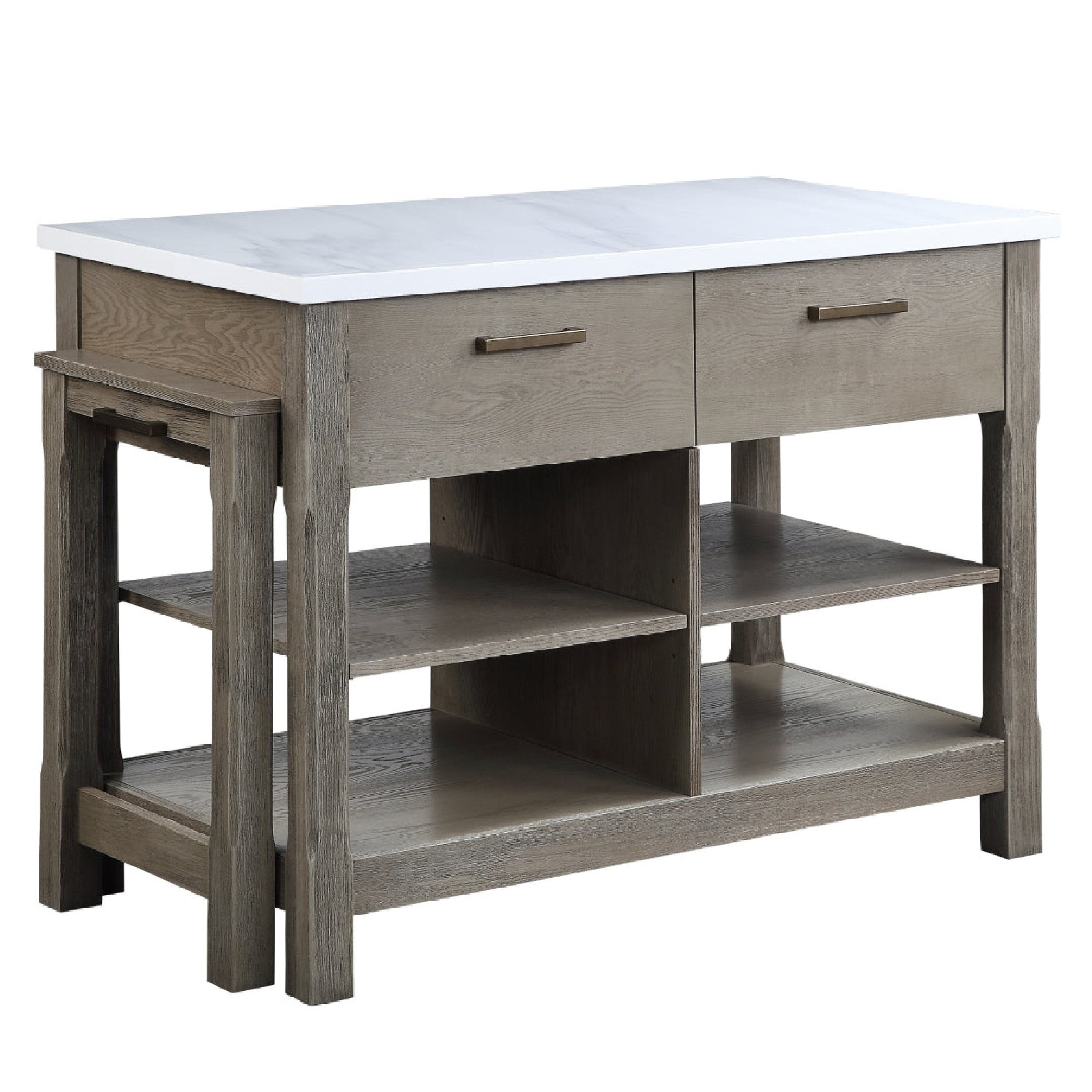 Benjara 36'' Wide Rolling Kitchen Island with Marble Top | Wayfair