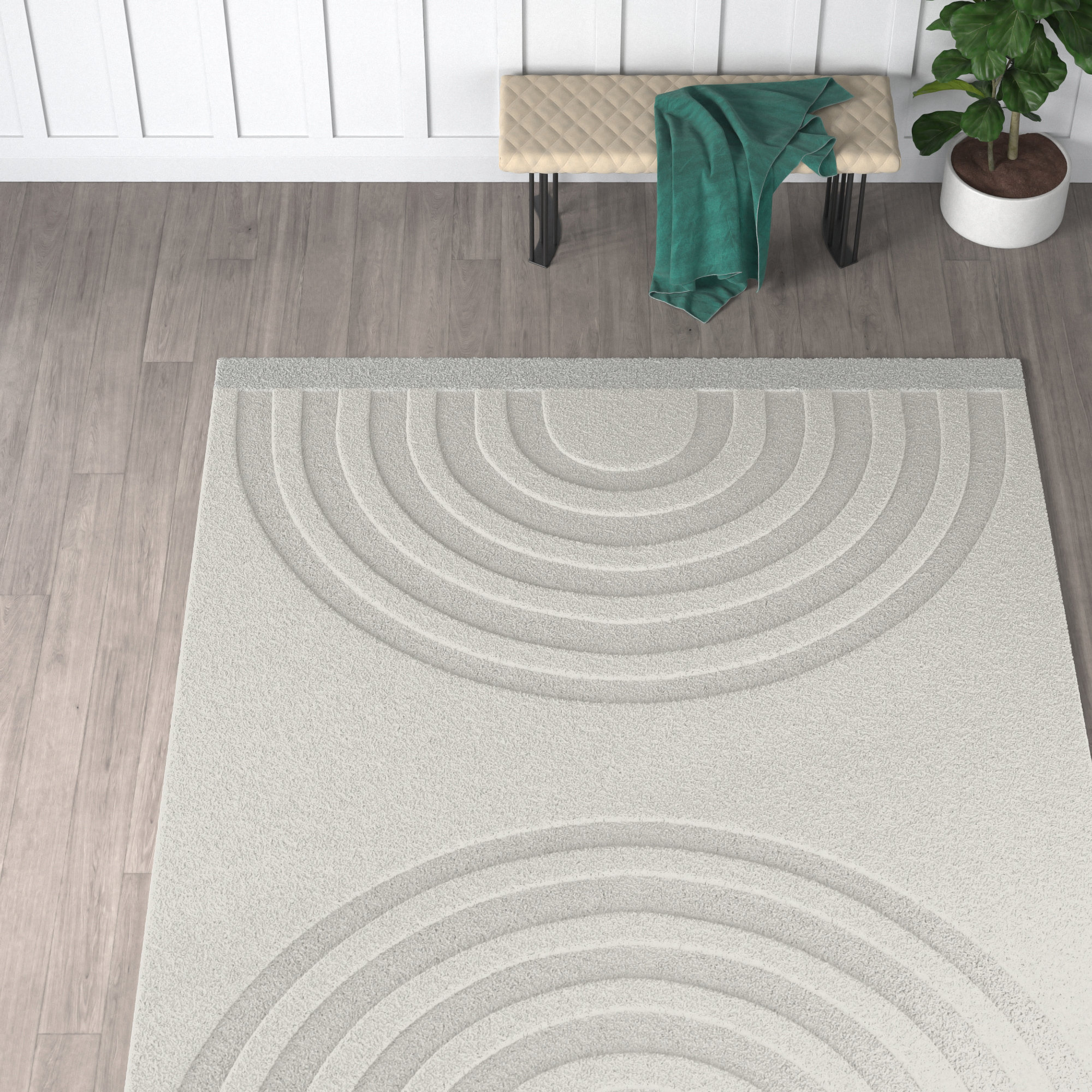Mercury Row® Ransome Machine Woven / Power Loomed Cream/Gray Rug ...