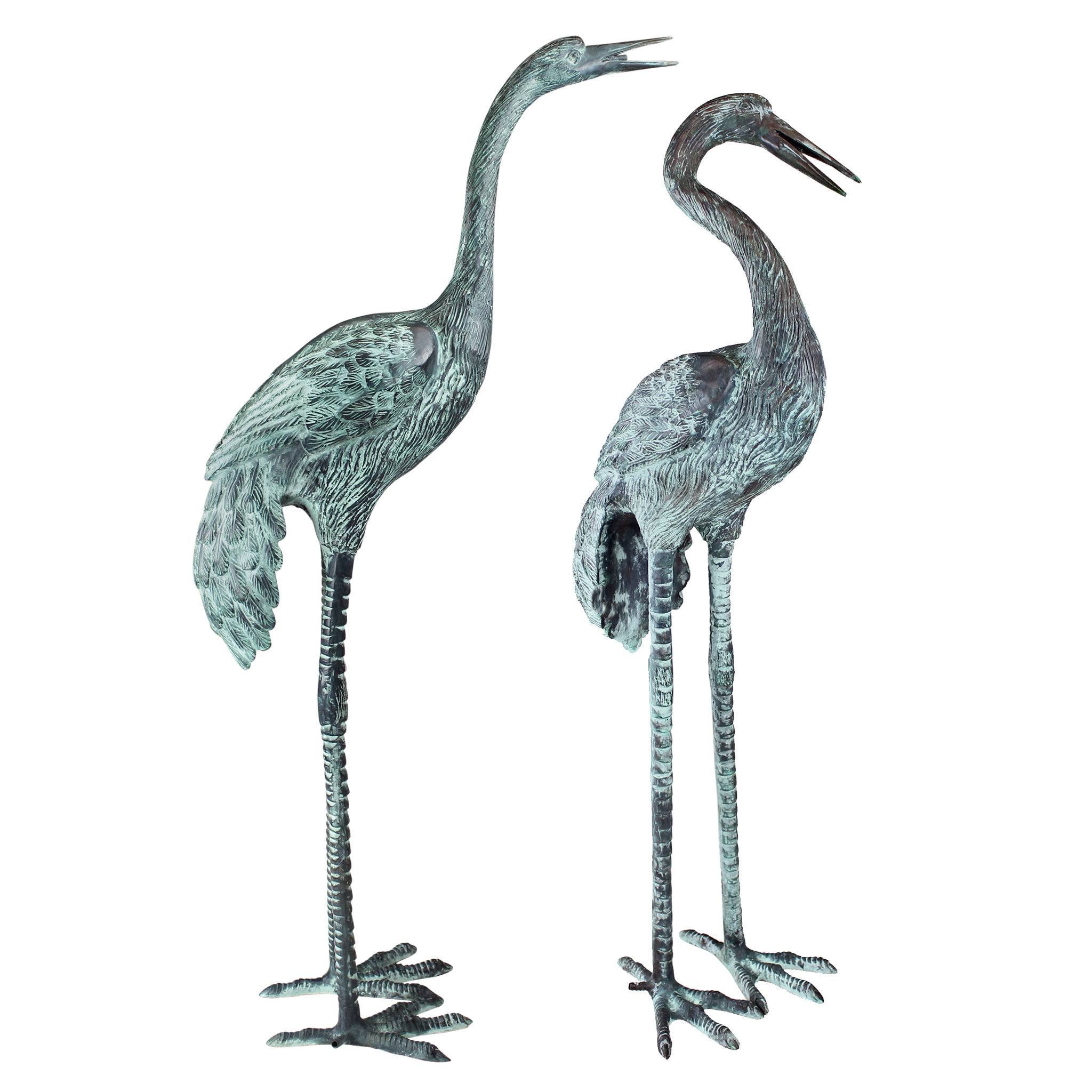 Design Toscano Curved and Straight Neck Crane Statue Set & Reviews ...