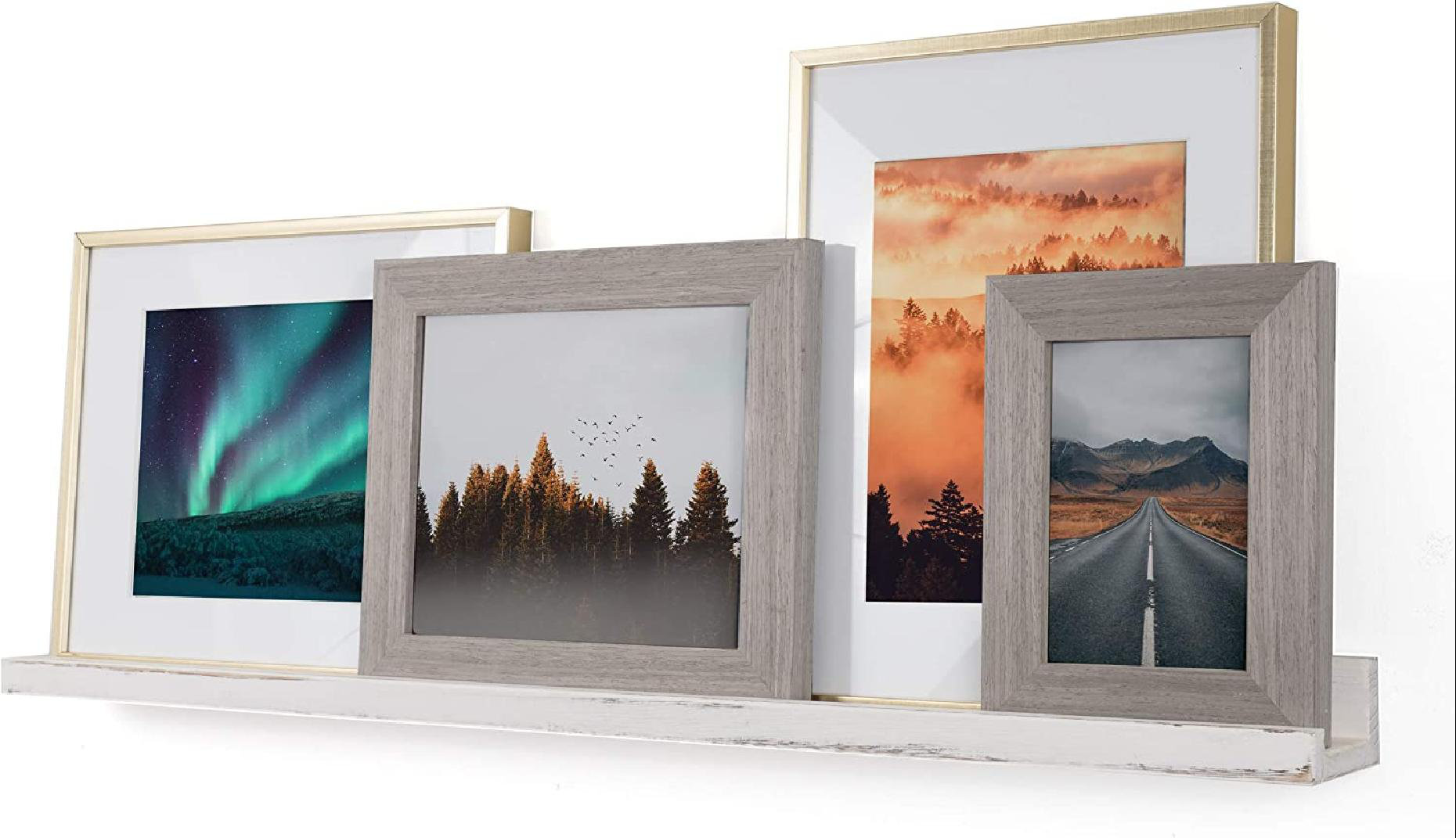 Gracie Oaks Salihcan 3 Piece Solid Wood Picture Ledge Wall Shelf | Wayfair