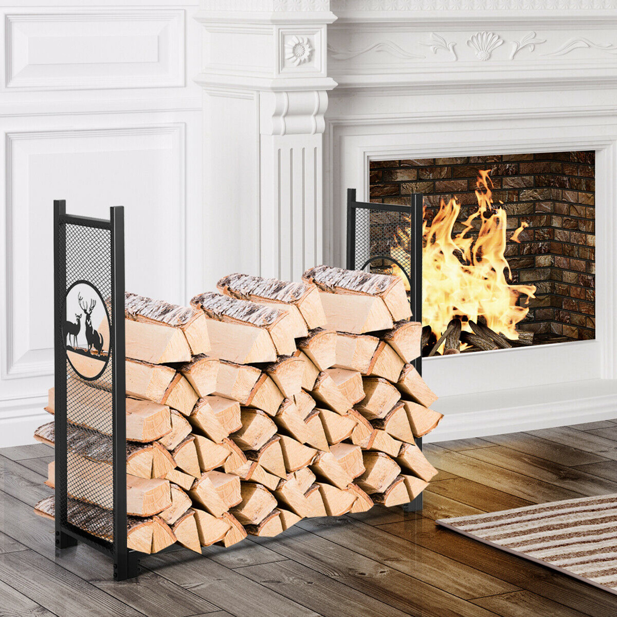 Millwood Pines Shaffer 50'' W Metal Log Rack & Reviews | Wayfair