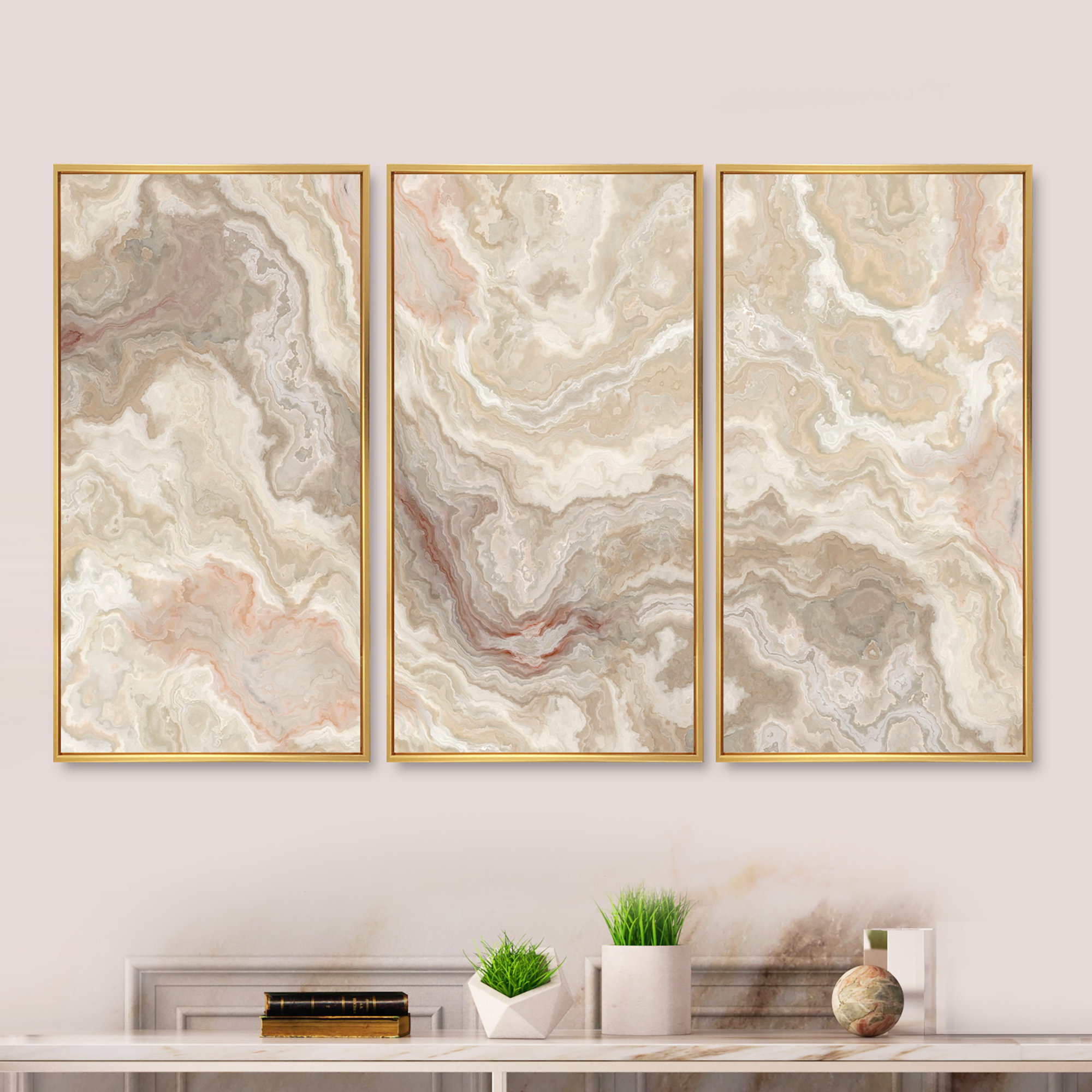 Wrought Studio White Onyx Natural White Marble - Graphic Art on Canvas ...