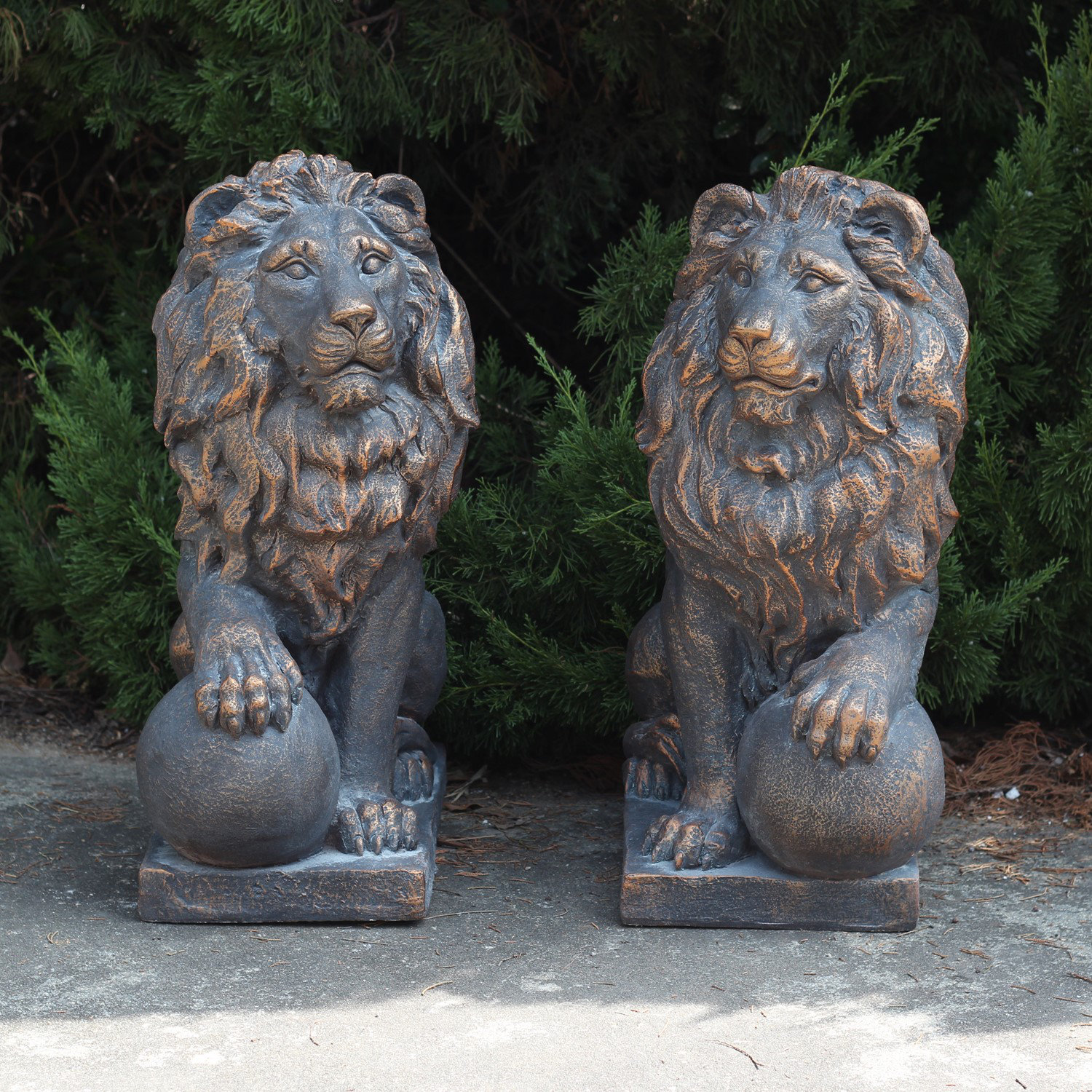 Bloomsbury Market Nenzel 2 Piece Lion Sentry Statue & Reviews | Wayfair