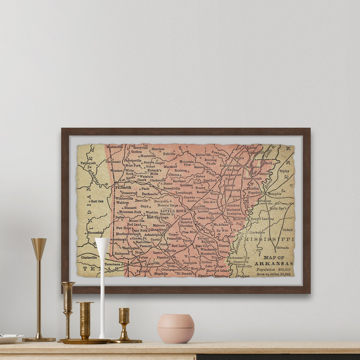 Trinx Map Of Arkansas - Picture Frame Print | Wayfair