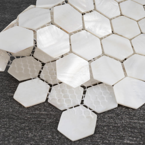 Supreme Tile Mother of Pearl 1" x 1" Seashell Honeycomb Mosaic Wall ...