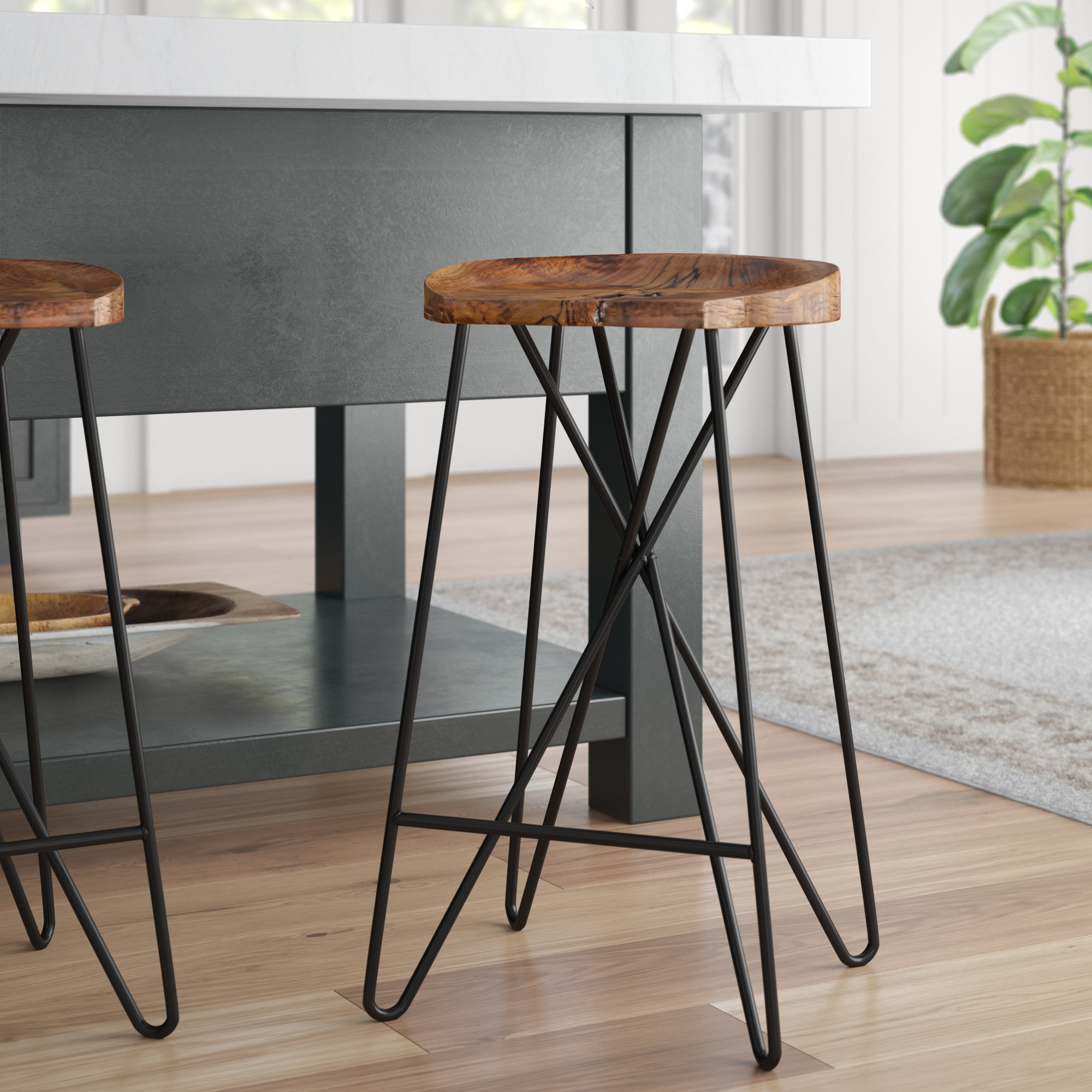 17 Stories Balleza Solid Wood 27'' Counter Stool & Reviews | Wayfair