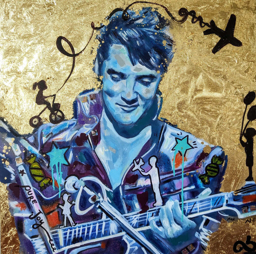 RobertAllenFabric Andrea Bernal Elvis On Canvas by Andrea Bernal Print ...
