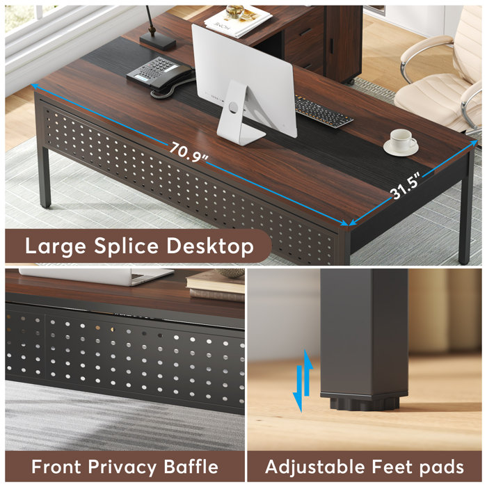 Latitude Run® Beauchesne 70.86'' Desk & Reviews | Wayfair