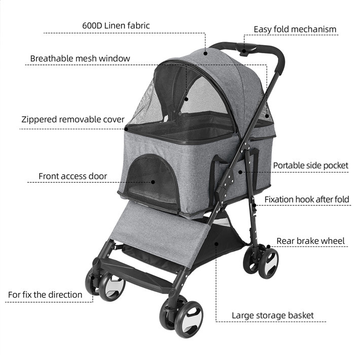 BingoPaw Folding Standard Stroller with Detachable Carrier | Wayfair