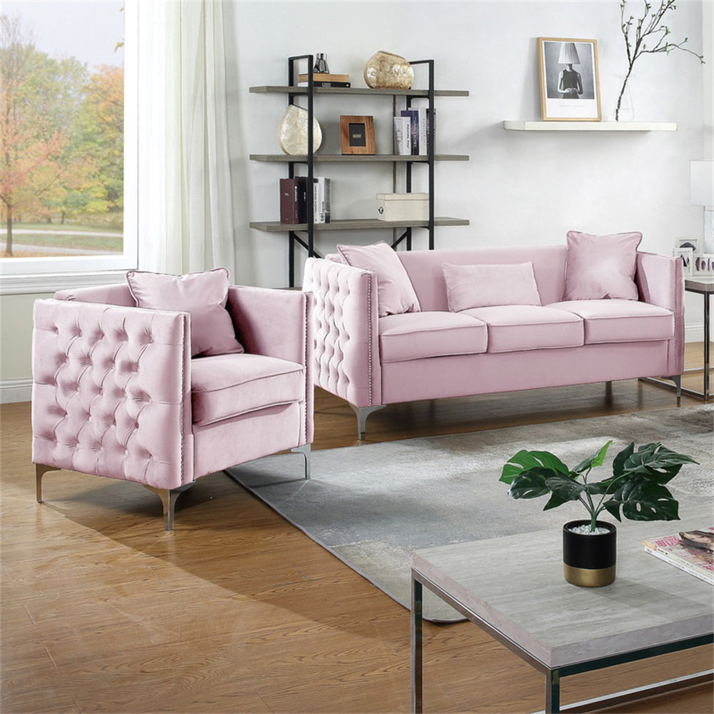 Rosdorf Park Artena 2 Piece Velvet Foam Living Room Set | Wayfair