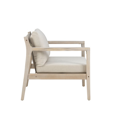 Joss & Main Amina Outdoor Solid Wood Acacia Chair with Cushions ...