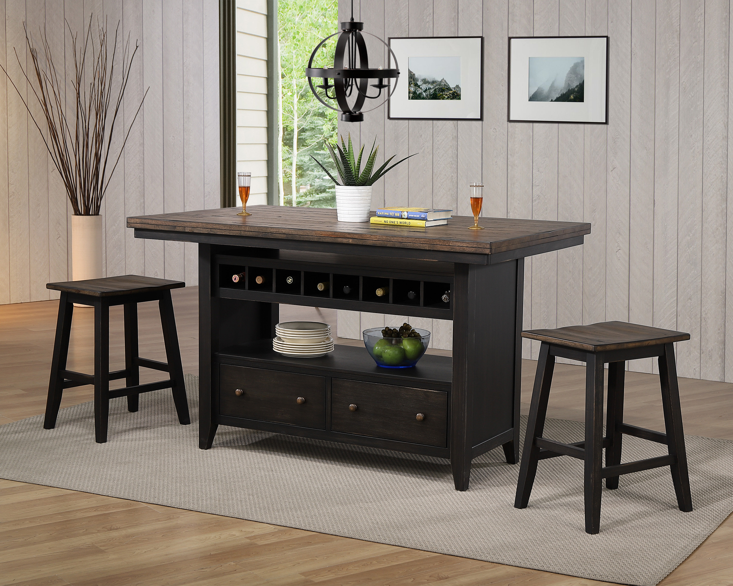 Three Posts™ Athey Solid Wood Kitchen Island Set & Reviews | Wayfair
