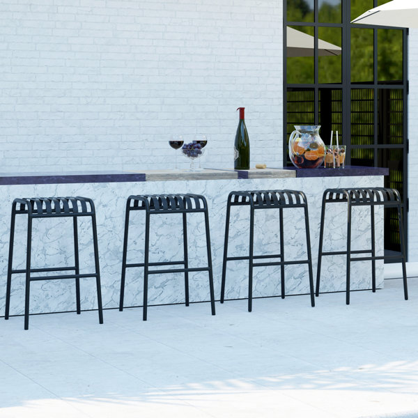 AllModern Abra Metal Outdoor 29.7'' Bar Stool | Wayfair