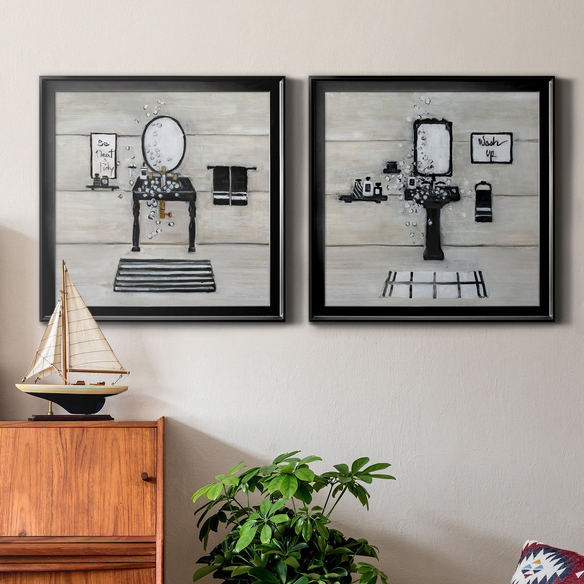 House of Hampton® Neat And Tidy Bath - 2 Piece Picture Frame Painting ...