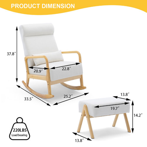 Trule 25.2'' W Fabric Reclining Rocking Chair with Ottoman & Reviews ...