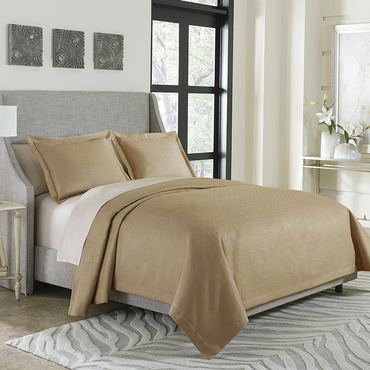 Michael Amini Alton 3-Piece Bed Throw Set - Gold | Wayfair