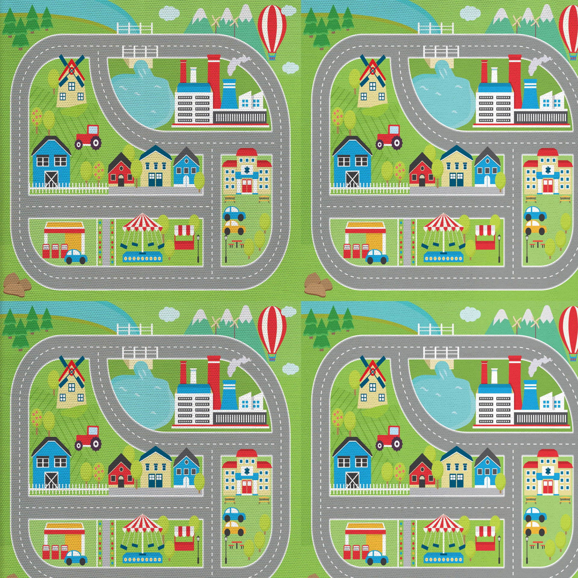 East Urban Home Car Race Track Fabric | Wayfair