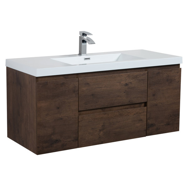 Wrought Studio Axwell 46.9'' Wall Mounted Single Bathroom Vanity with ...