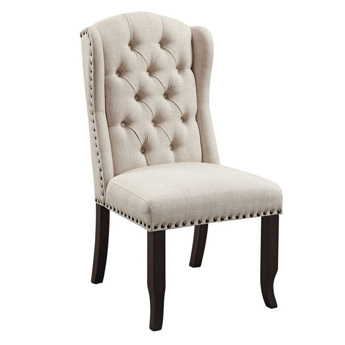 Charlton Home® Anahly Linen Wing Back Side Chair in Ivory | Wayfair