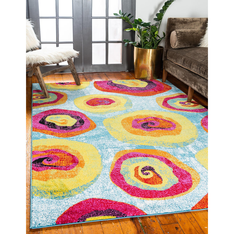 Latitude Run® Elvia Abstract Blue/Red/Yellow Area Rug & Reviews | Wayfair