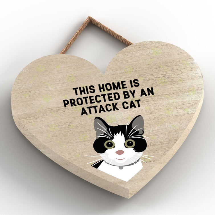 East Urban Home Cat 9 Home Protected By Attack Cat Wall Décor | Wayfair ...