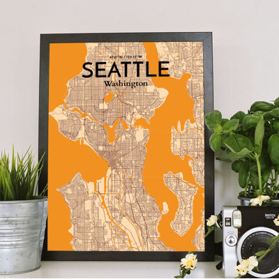 Wrought Studio Seattle City Map - Graphic Art | Wayfair